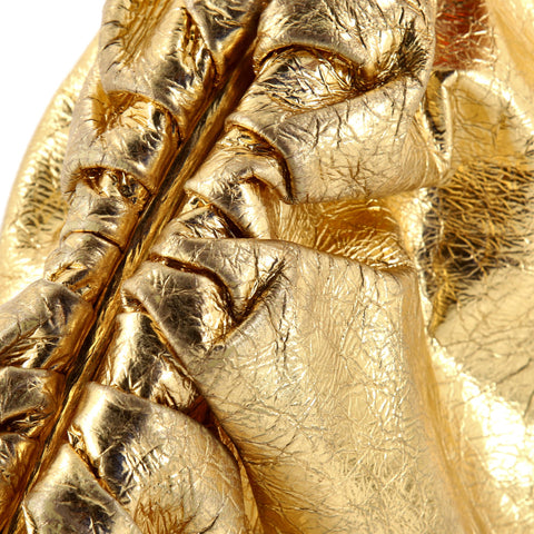 Bottega Veneta The Pouch Crinkled Metallic Leather Gold 2514261