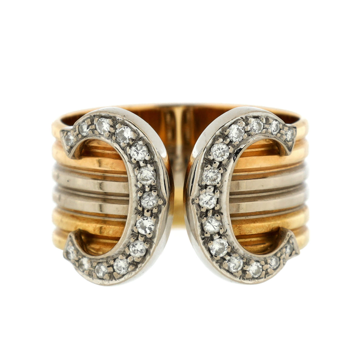 Cartier C de Cartier Ring 18K Tricolor Gold with Diamonds 10mm Tricolor ...