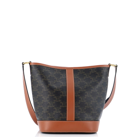 Celine Bucket Bag Triomphe Coated Canvas Small Brown 258411278