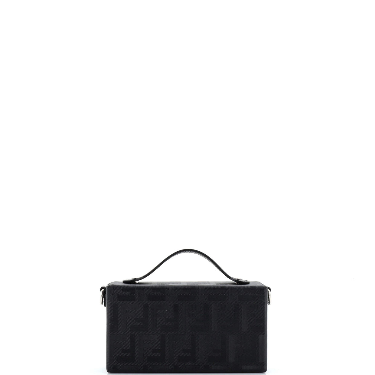 Fendi Baguette Soft Trunk Bag Zucca Leather Black 25858370