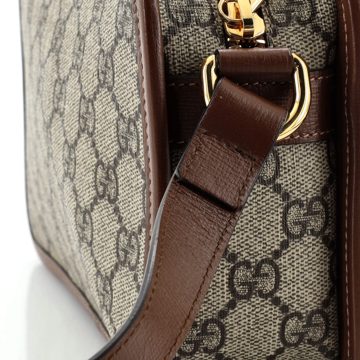 Gucci Interlocking G Patch Camera Bag GG Coated Canvas Mini Brown 2779881