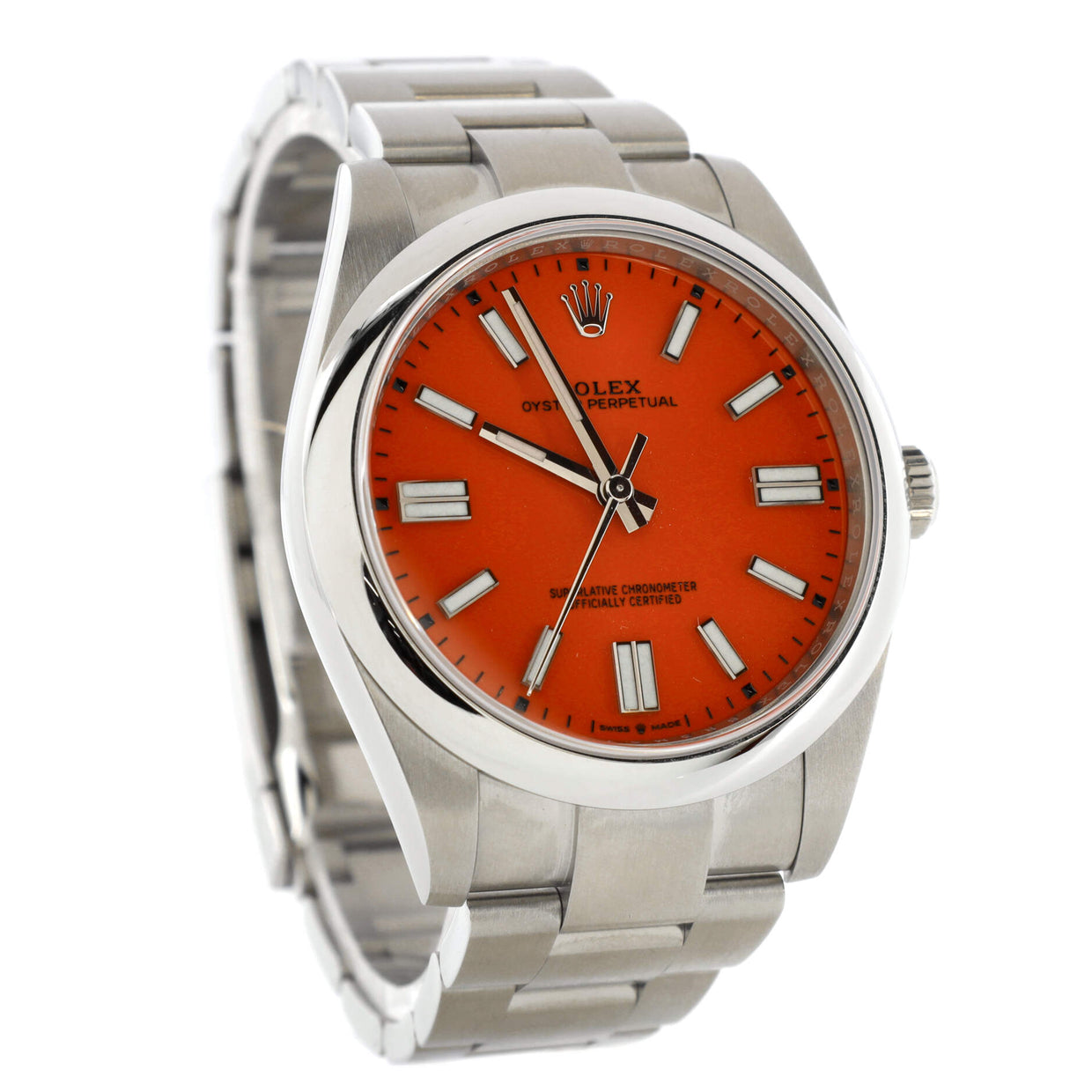 Rolex Oyster Perpetual Coral Red Automatic Watch Stainless Steel 41 ...