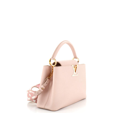 Louis Vuitton Capucines Bag Leather with Canvas Strap MM Pink 26180532