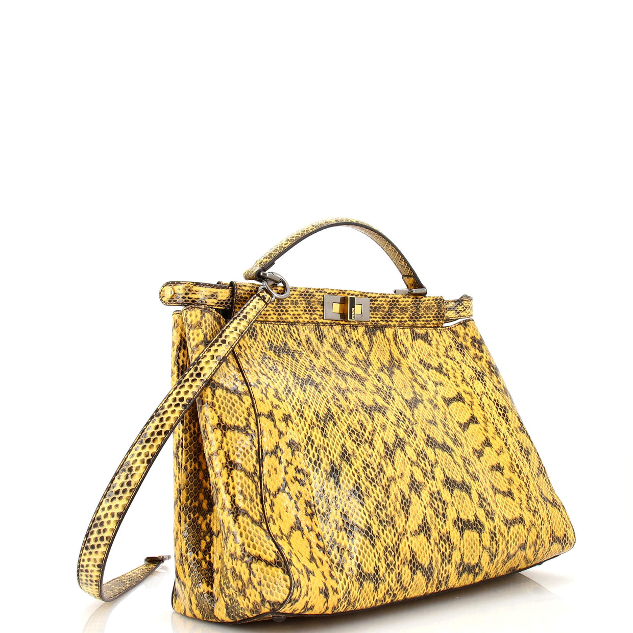 Fendi Peekaboo Bag Python Large Yellow 2619311