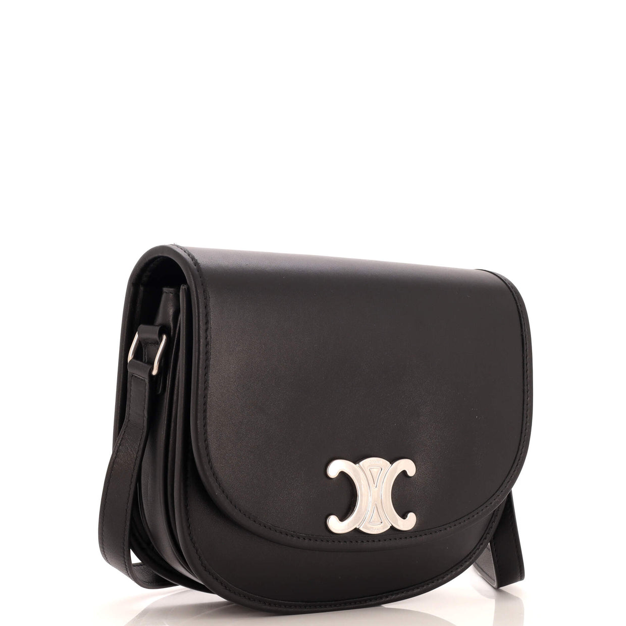 Celine Besace Triomphe Shoulder Bag Leather Medium Black 26313390