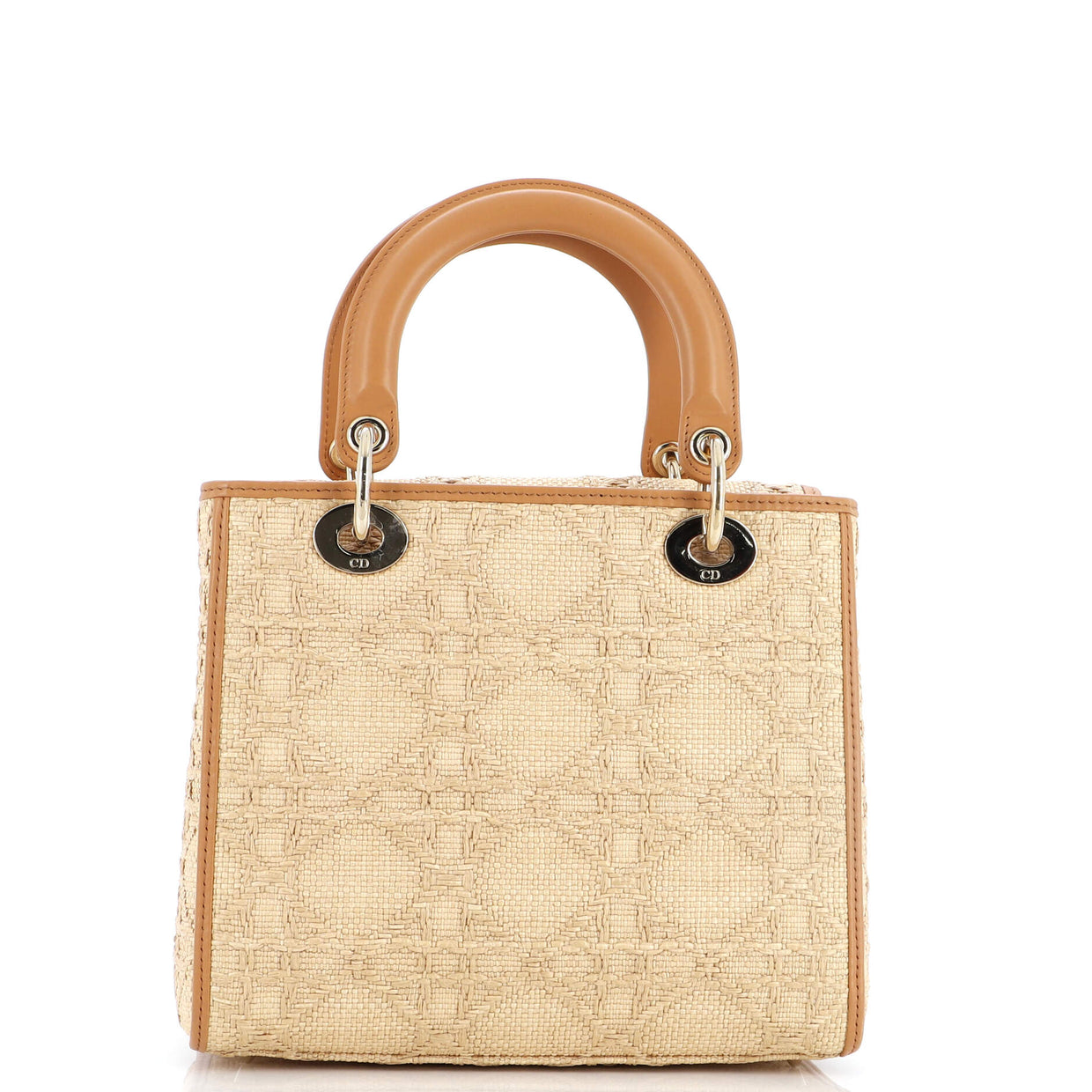 Christian Dior Lady Dior Bag Cannage Embroidered Raffia with Leather ...