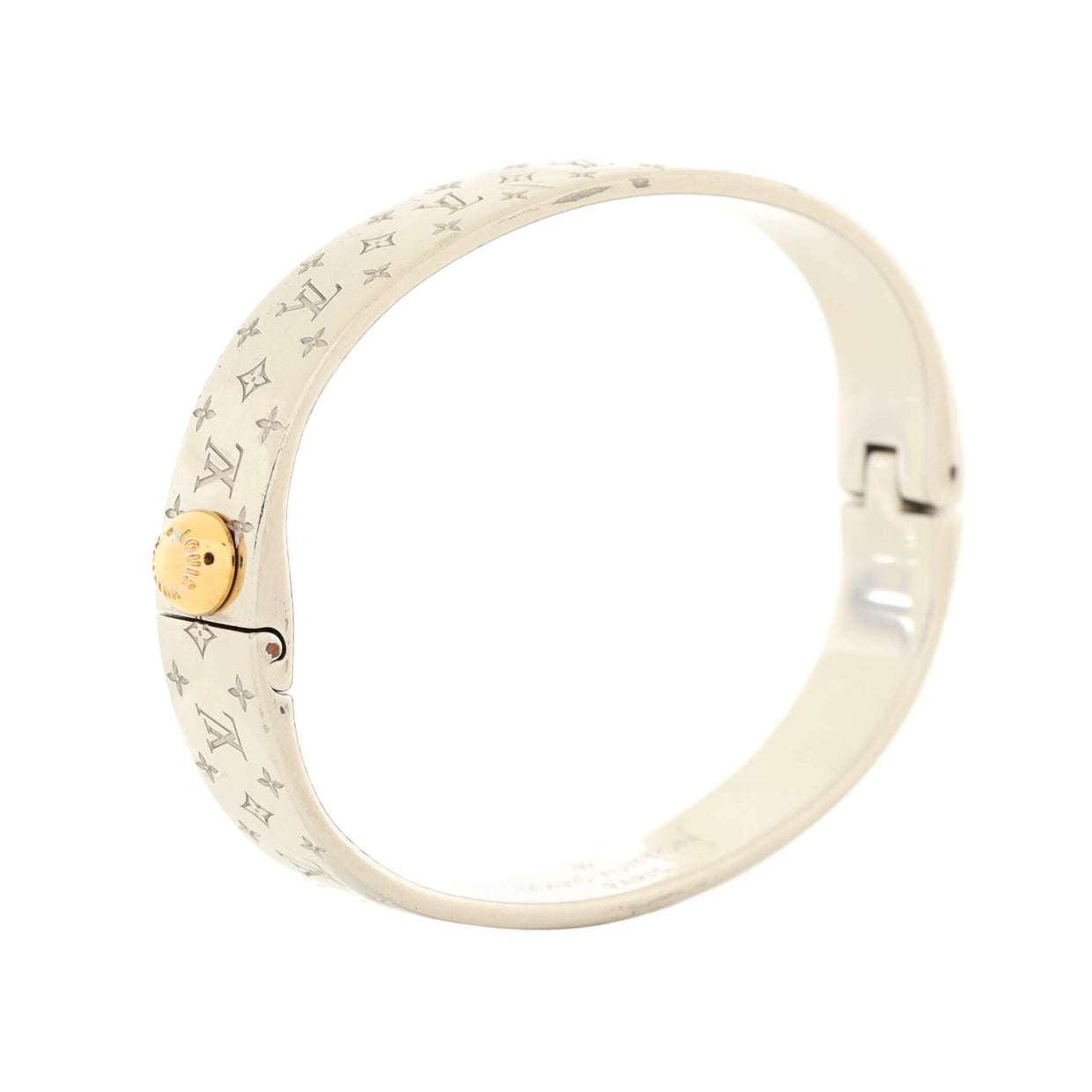 Louis Vuitton Nanogram Cuff Bracelet Metal Silver 2640541