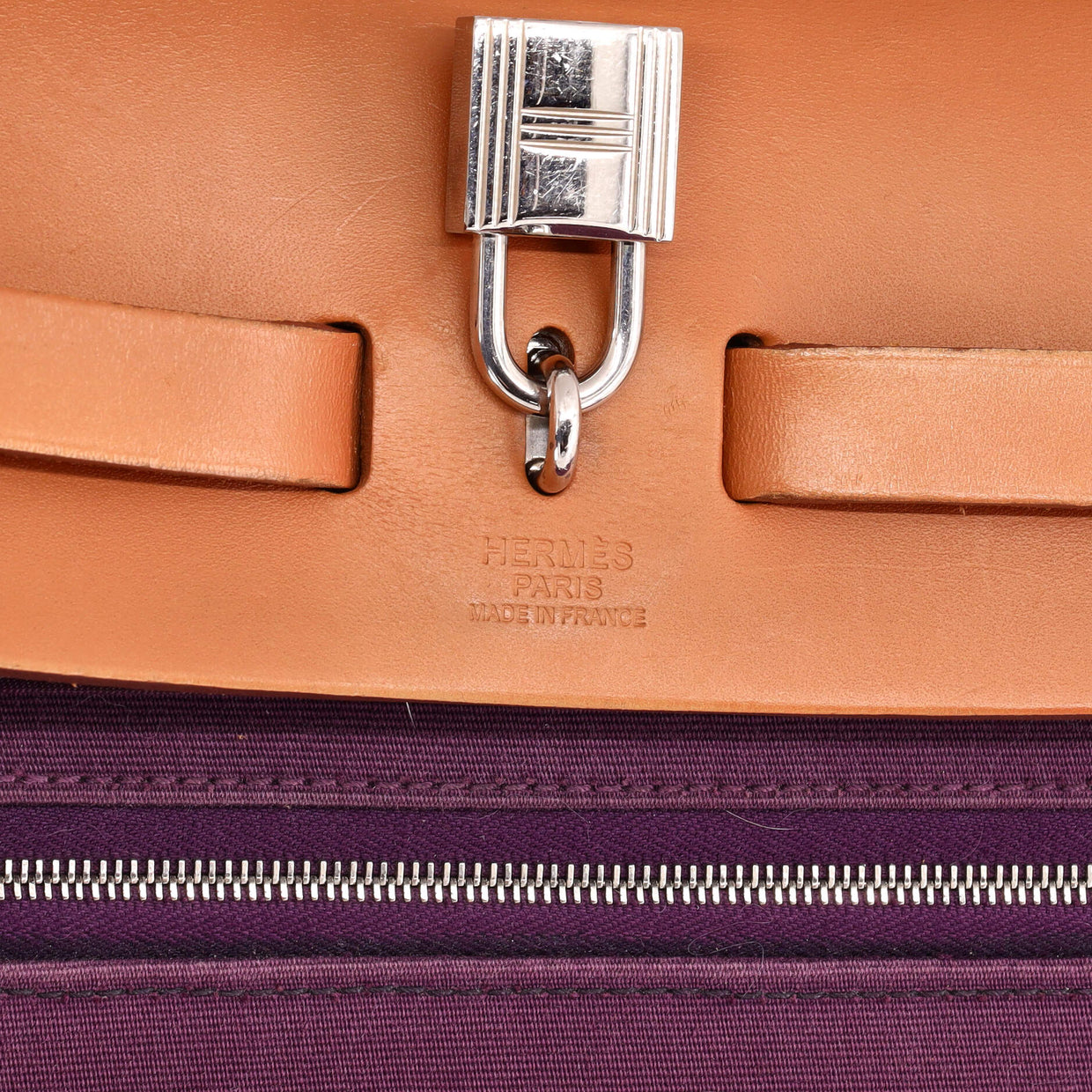 Hermes Herbag Zip Leather and Toile 31 Purple 2654781