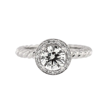 David Yurman DY Cable Halo Solitaire Ring Platinum and Pave Diamonds ...