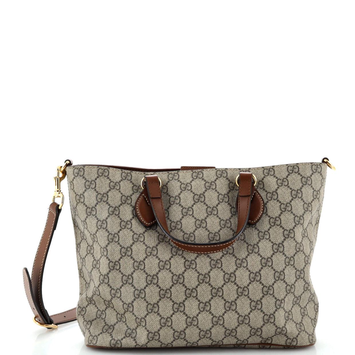 Gucci Convertible Soft Tote GG Coated Canvas Small Brown 2664141