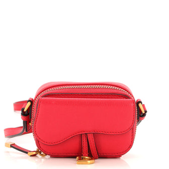Christian Dior Saddle Shoulder Strap Pouch Goatskin Mini Red 2667101