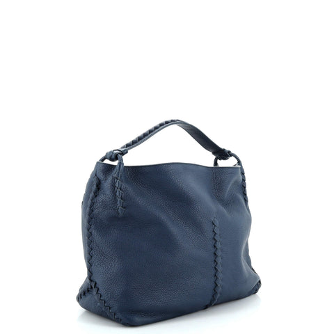 Bottega Veneta Open Hobo Cervo with Intrecciato Detail Medium Blue 2668591