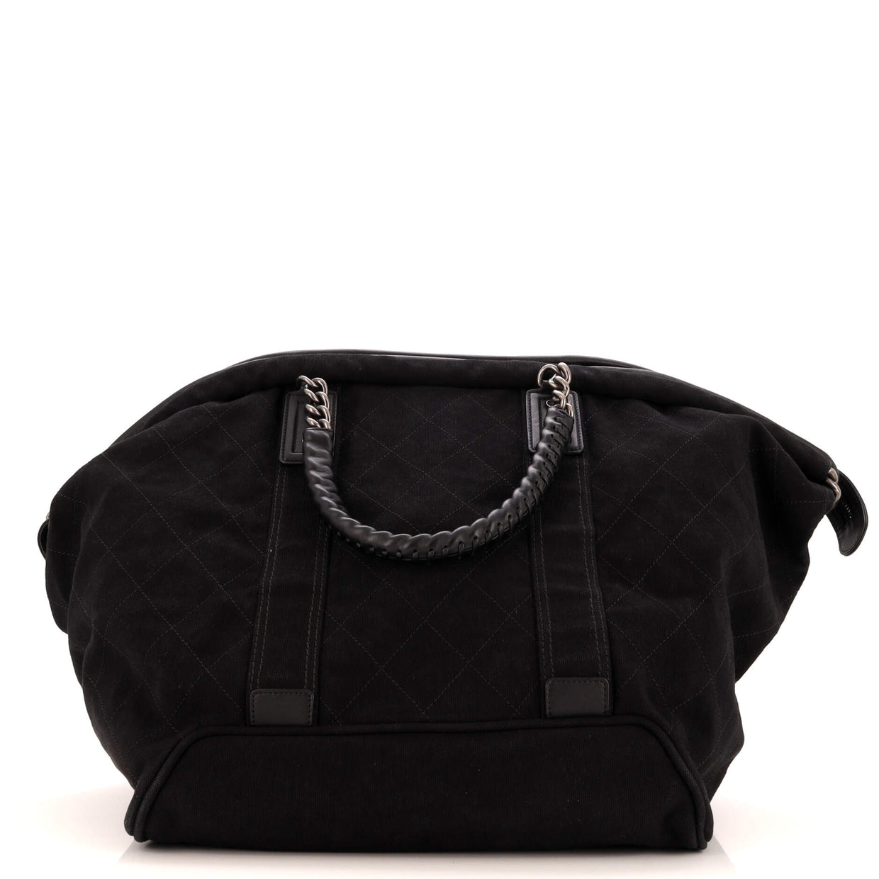Chanel Street Style Weekender Bag Quilted Canvas Black 26723121