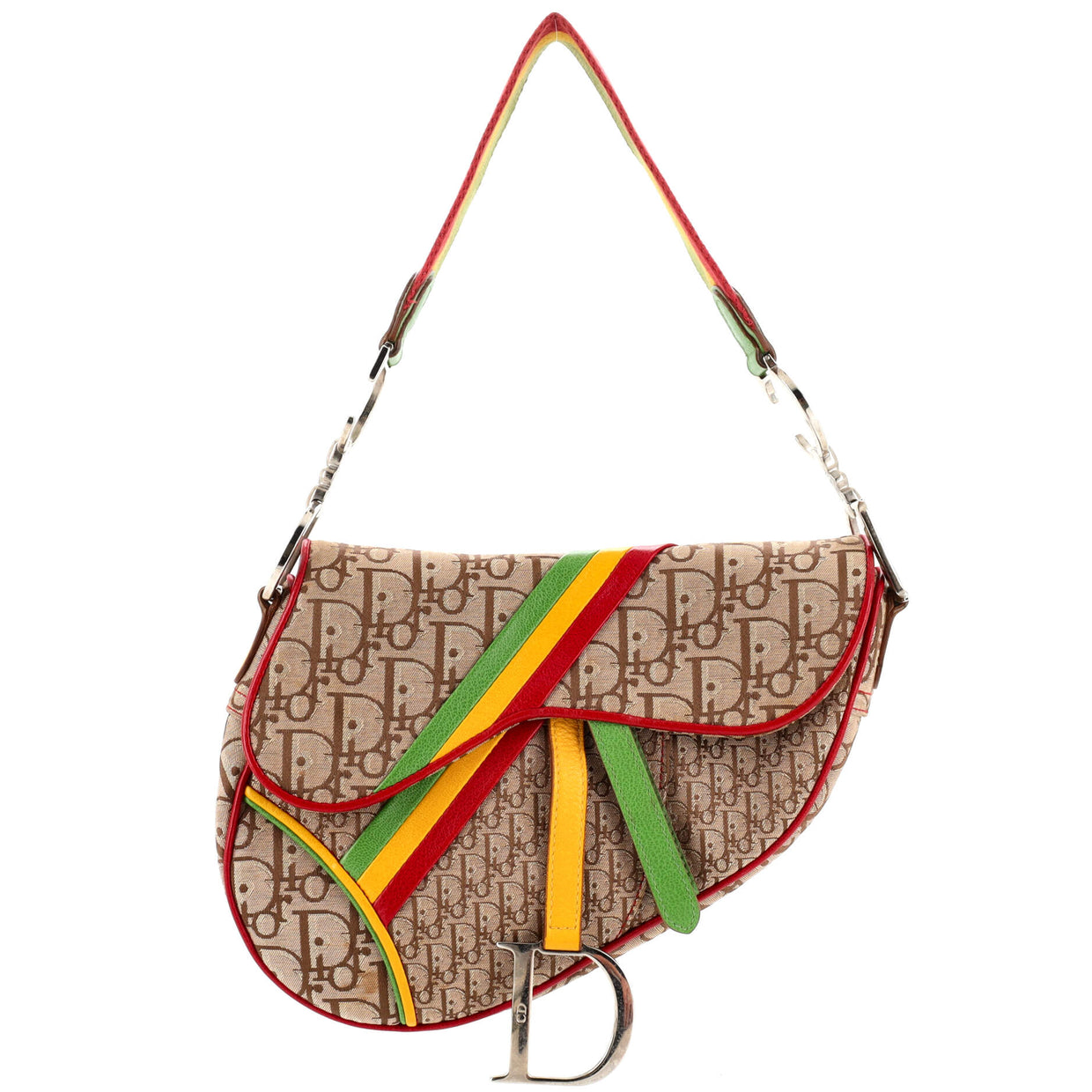 Christian Dior Vintage Rasta Saddle Bag Diorissimo Canvas Medium Brown ...