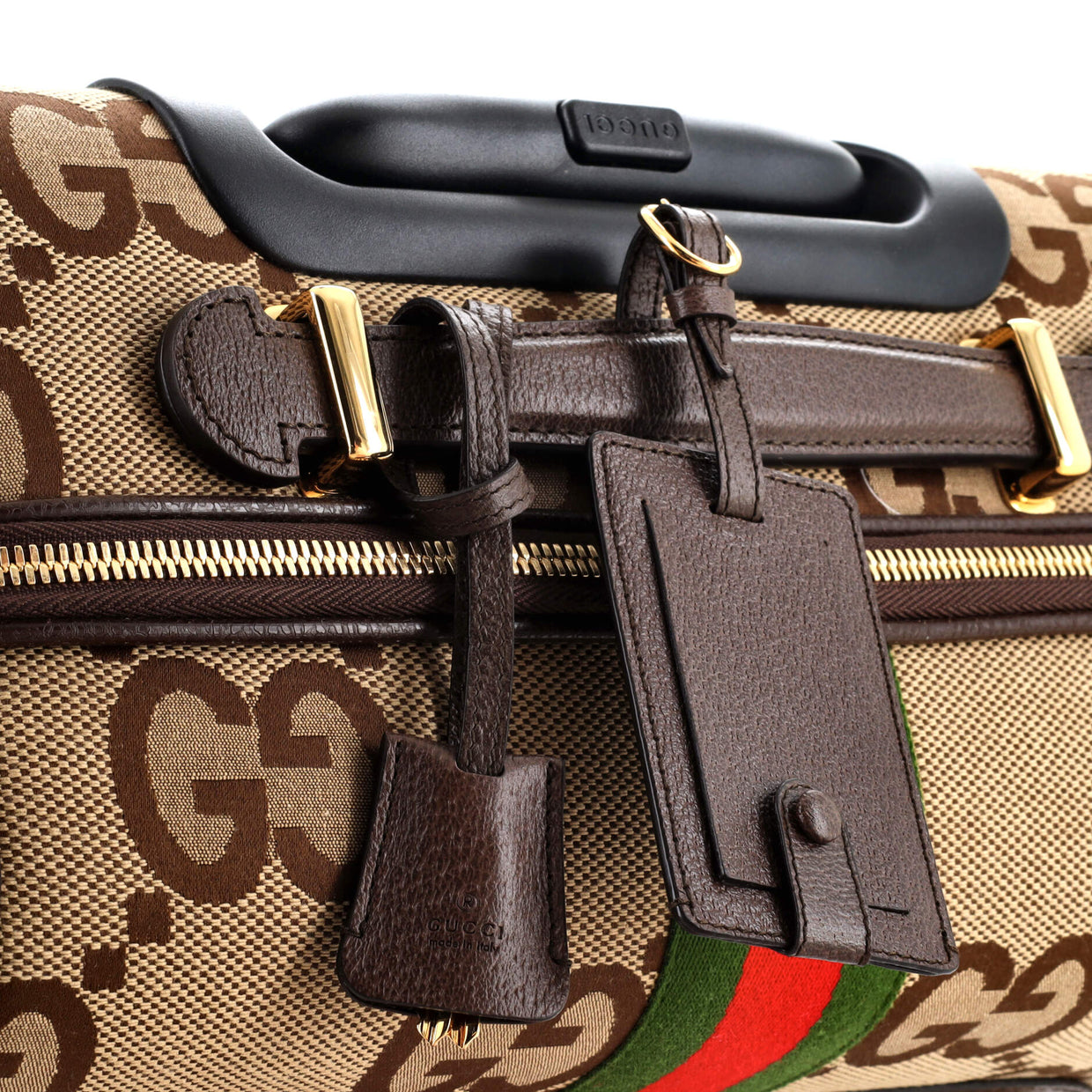 Gucci Savoy Web Cabin Trolley Rolling Luggage Jumbo GG Canvas and ...