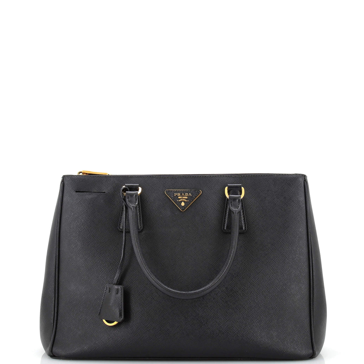 Prada Double Zip Lux Tote Saffiano Leather Medium Black 2702901