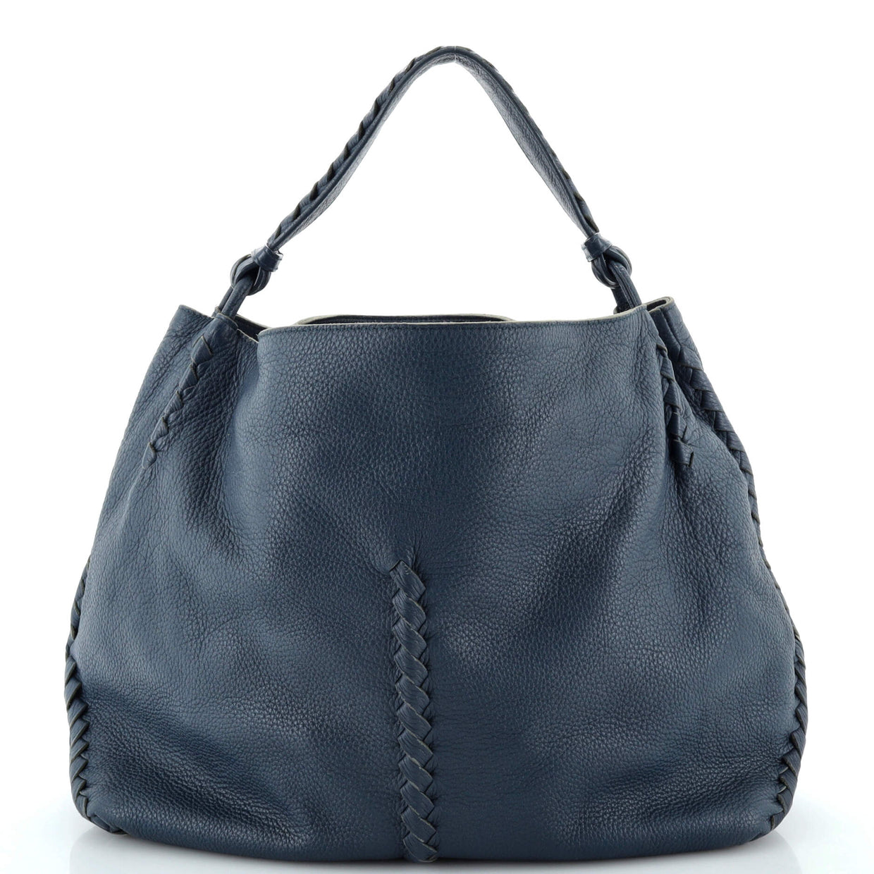 Bottega Veneta Open Hobo Cervo with Intrecciato Detail Medium Blue 2718641