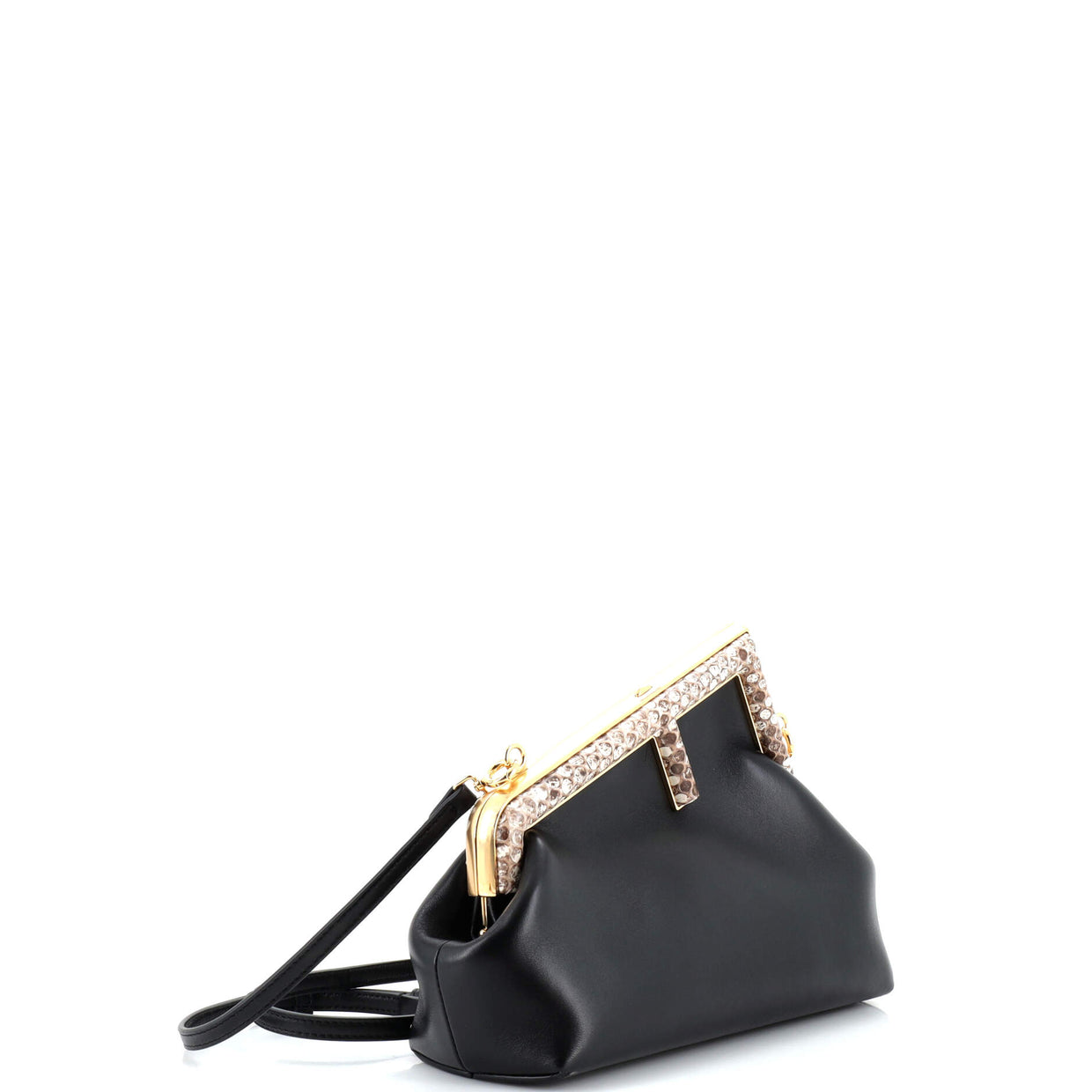 Fendi First Bag Leather with Python Small Black 2731292