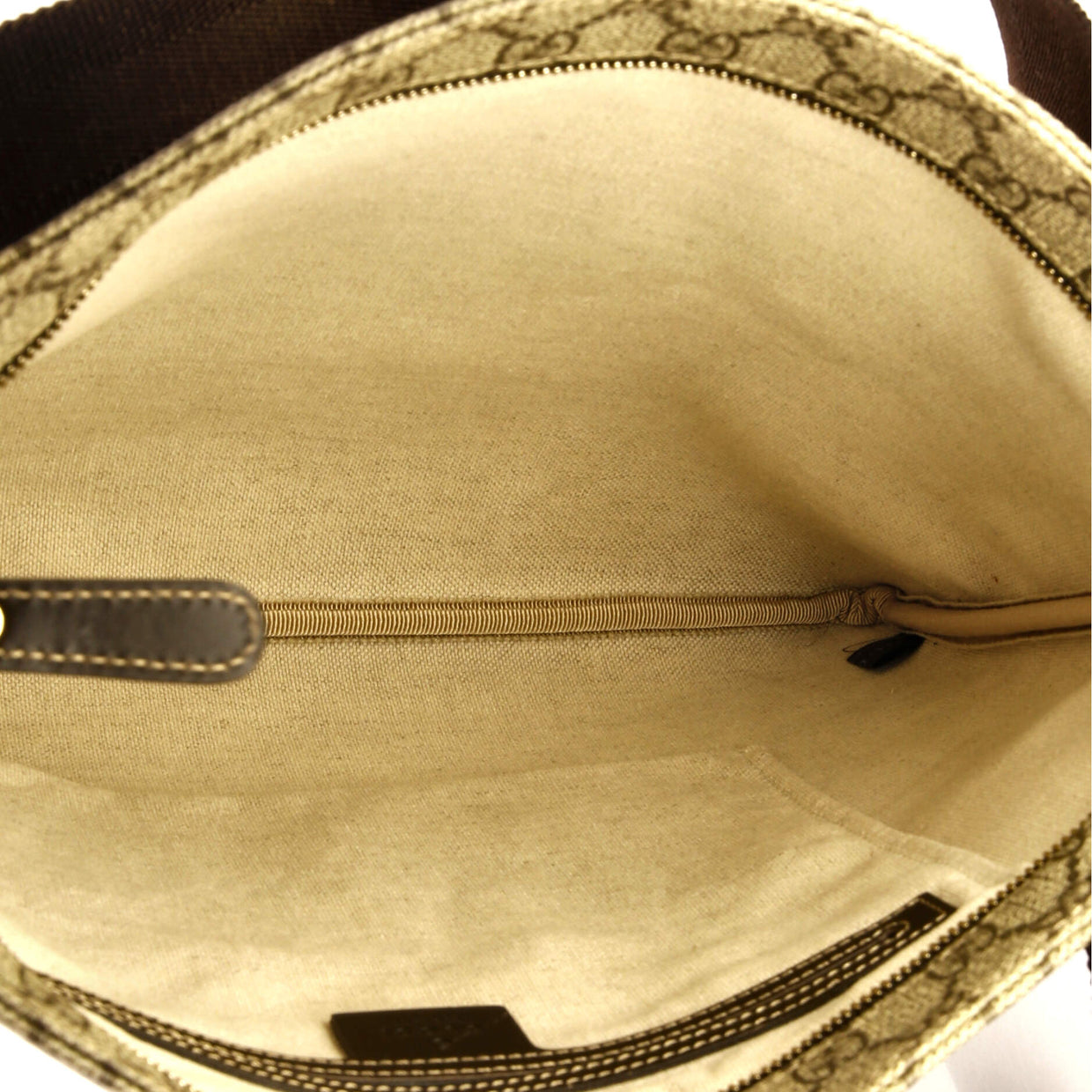 Gucci Zip Top Messenger Bag GG Coated Canvas Large Brown 2786731