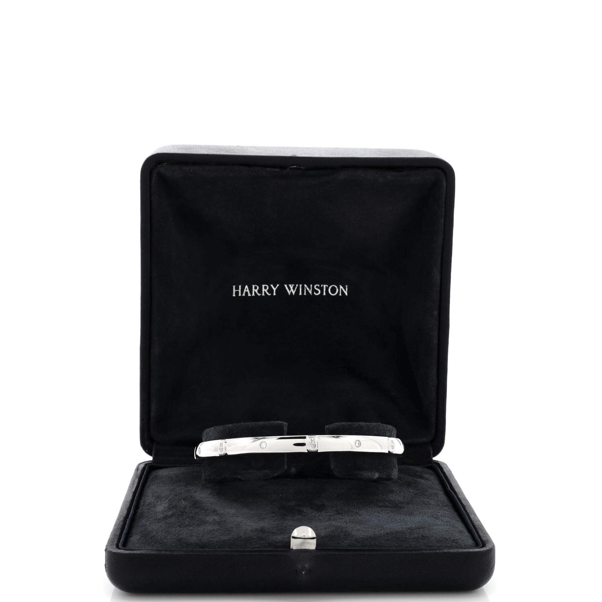 Harry Winston HW Logo Bangle Bracelet 18K White Gold with Diamonds ...