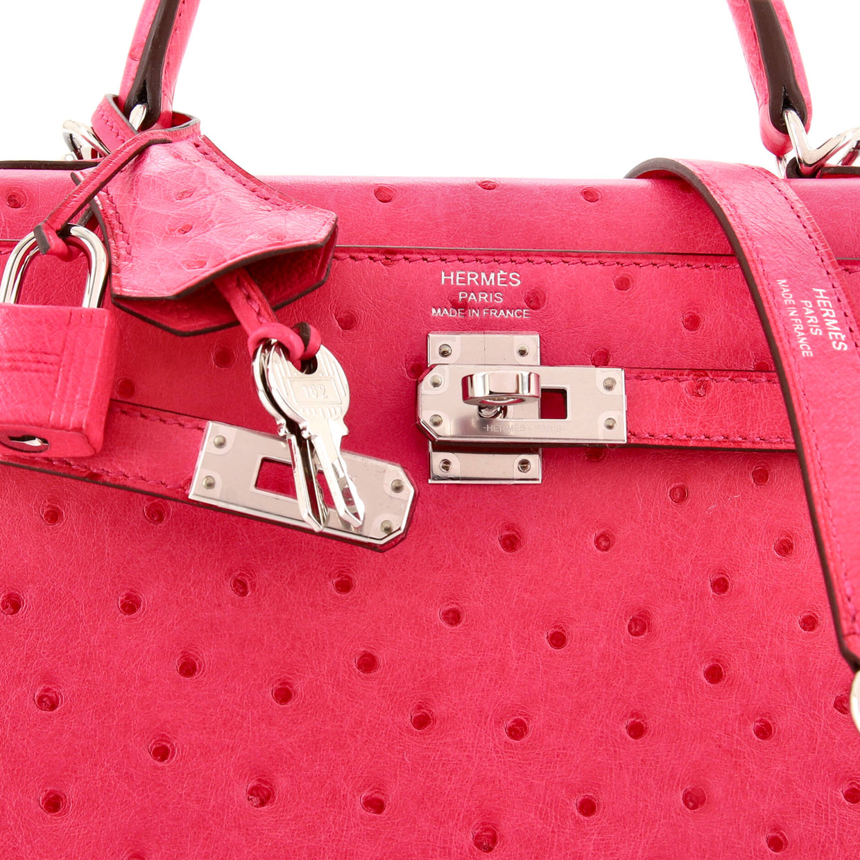Hermes Kelly Handbag Pink Ostrich with Palladium Hardware 25 Pink 2793771