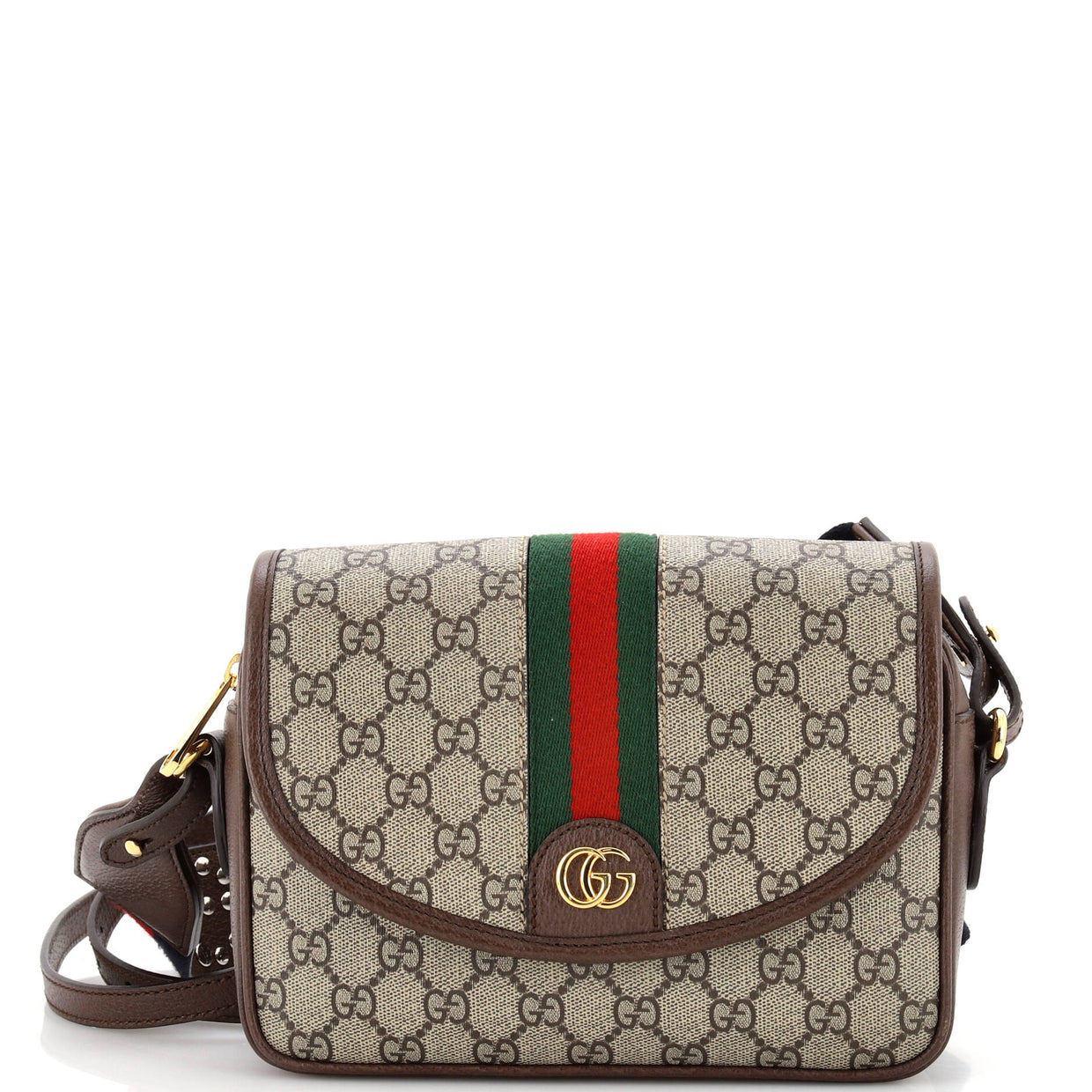Gucci Ophidia Saddle Flap Shoulder Bag GG Coated Canvas Small Brown 2795961