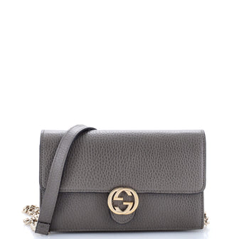 Gucci Interlocking Wallet on Chain Leather Gray 2813052