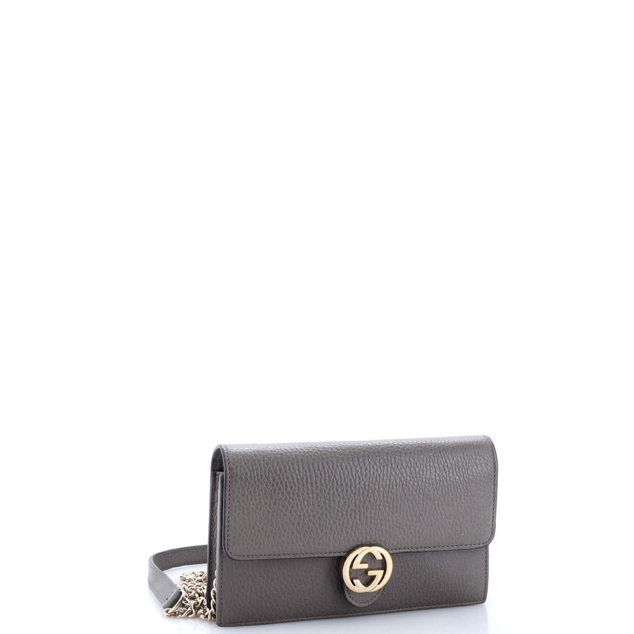 Gucci Interlocking Wallet on Chain Leather Gray 2813052