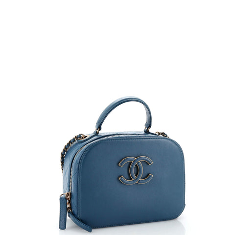 Chanel Coco Curve Vanity Case Calfskin and Quilted Goatskin Small Blue ...