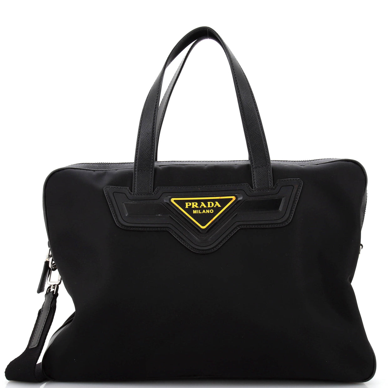 Prada Triangle Convertible Briefcase Bag Re-Nylon Large Black 28548741