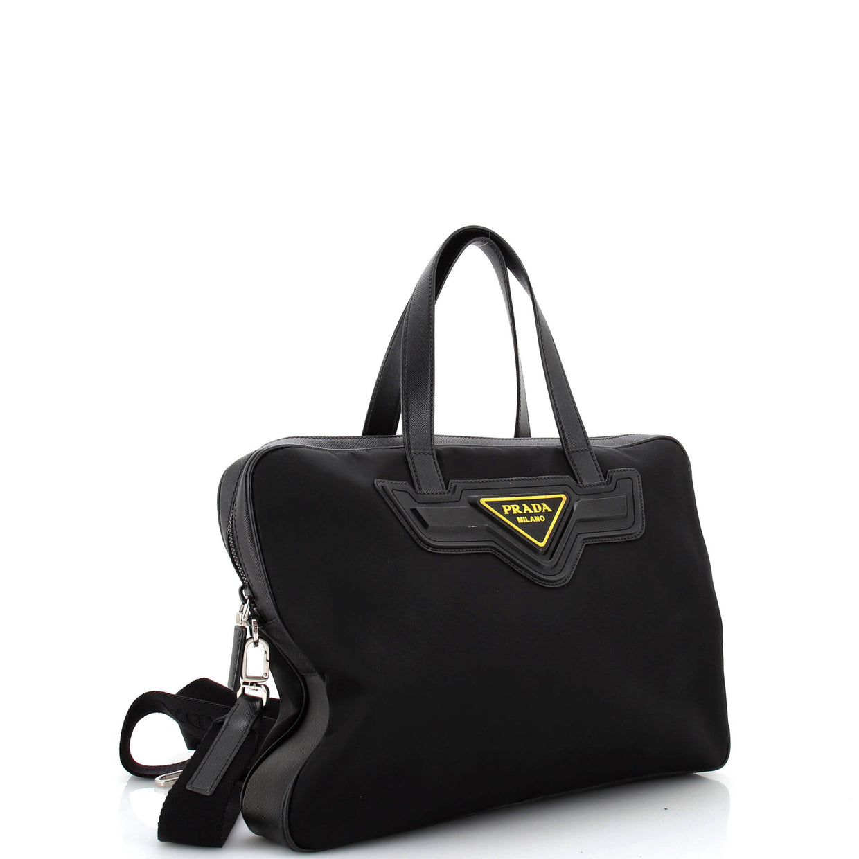 Prada Triangle Convertible Briefcase Bag Re-Nylon Large Black 28548741