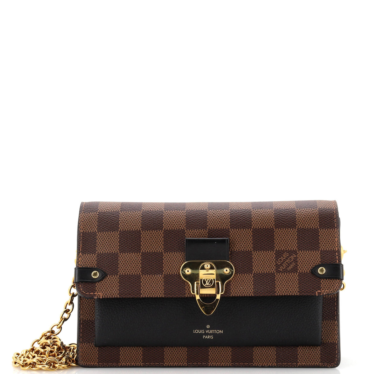 Louis Vuitton Vavin Chain Wallet NM Damier with Leather Black 2865171