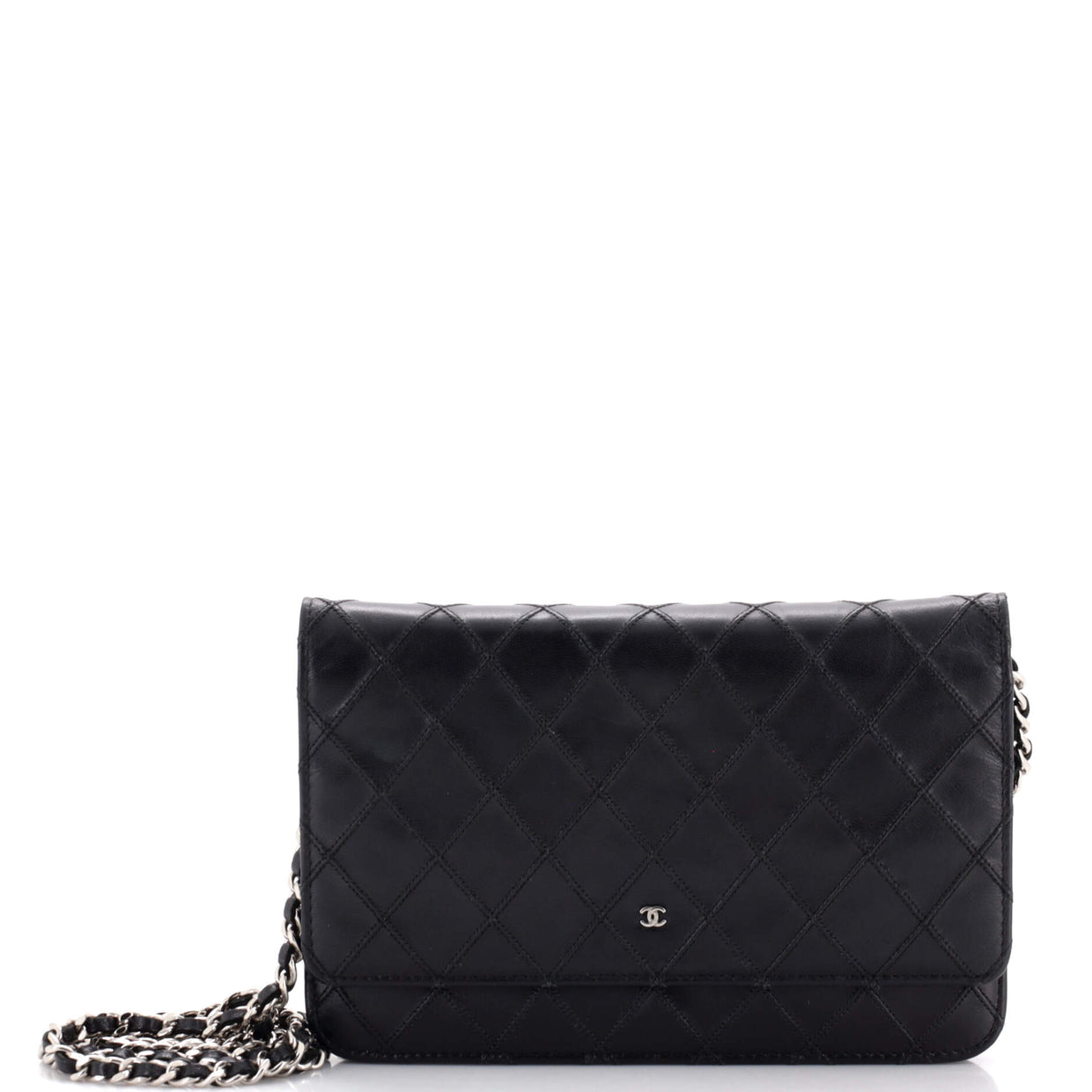 Chanel Diamond Stitch Wallet on Chain Quilted Lambskin Black 287486105