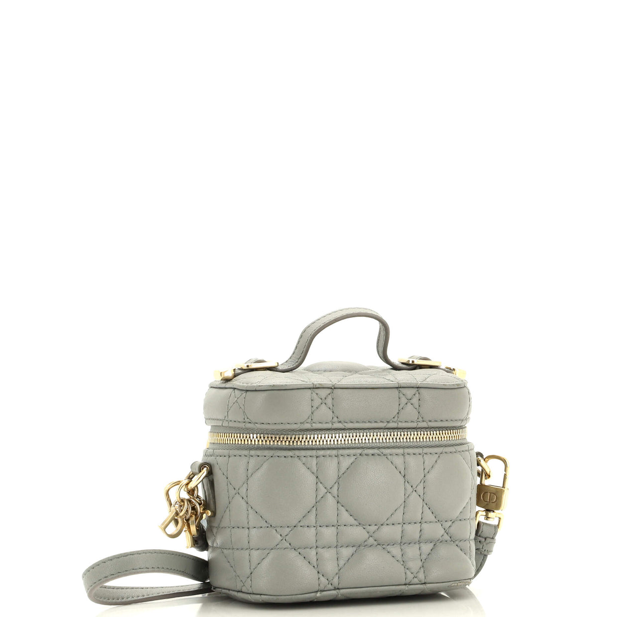 Christian Dior Lady Dior Vanity Case Cannage Quilt Lambskin Micro Gray ...