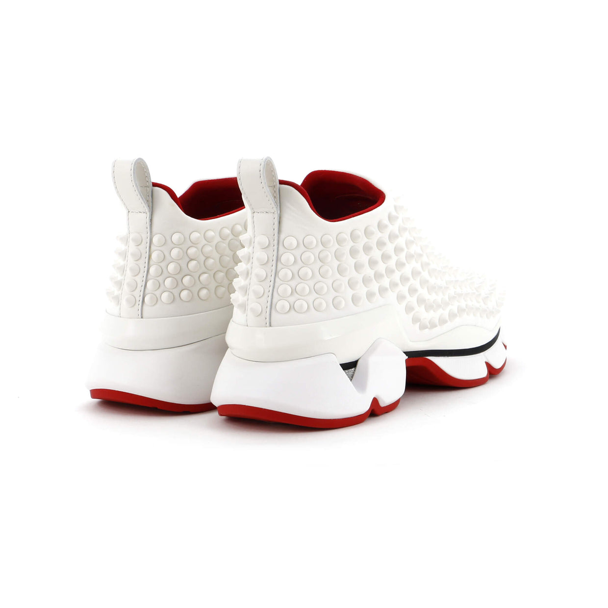 Christian Louboutin Women's Spike Sock Sneakers Spiked Neoprene Red 2904021