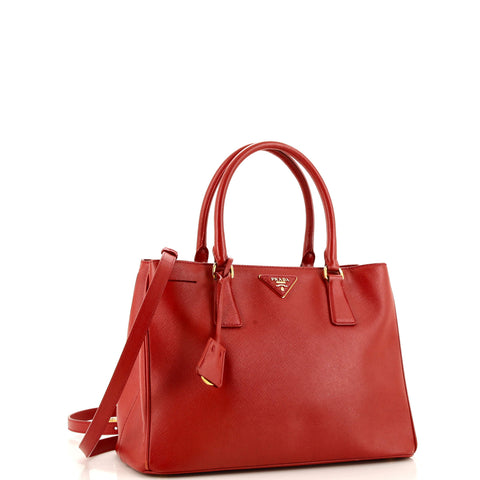 Prada Double Zip Lux Tote Saffiano Leather Small Red 2922982
