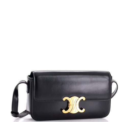Celine Triomphe East-West Shoulder Bag Smooth Calfskin Black 2935781
