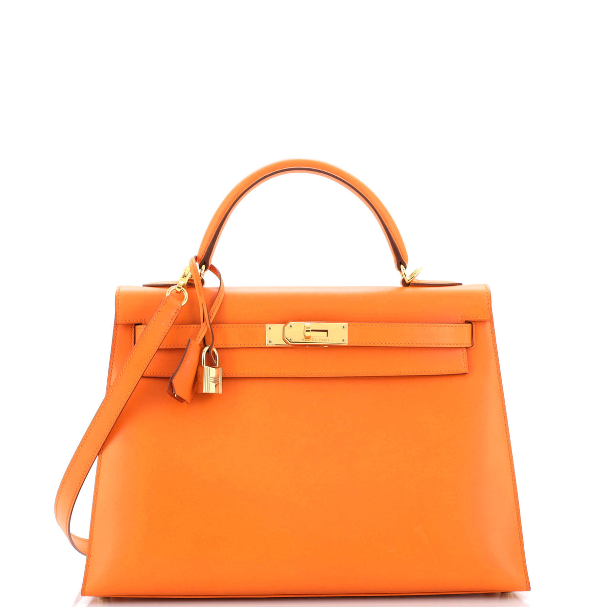 Hermes Kelly Handbag Orange Box Calf with Gold Hardware 32 Orange 298445291