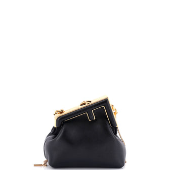 Fendi First Charm Crossbody Bag Leather Nano Black 29844574