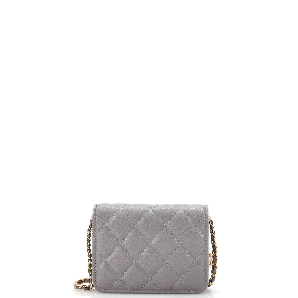 Chanel Miss Coco Strap Flap Clutch with Chain Quilted Caviar Mini Gray ...