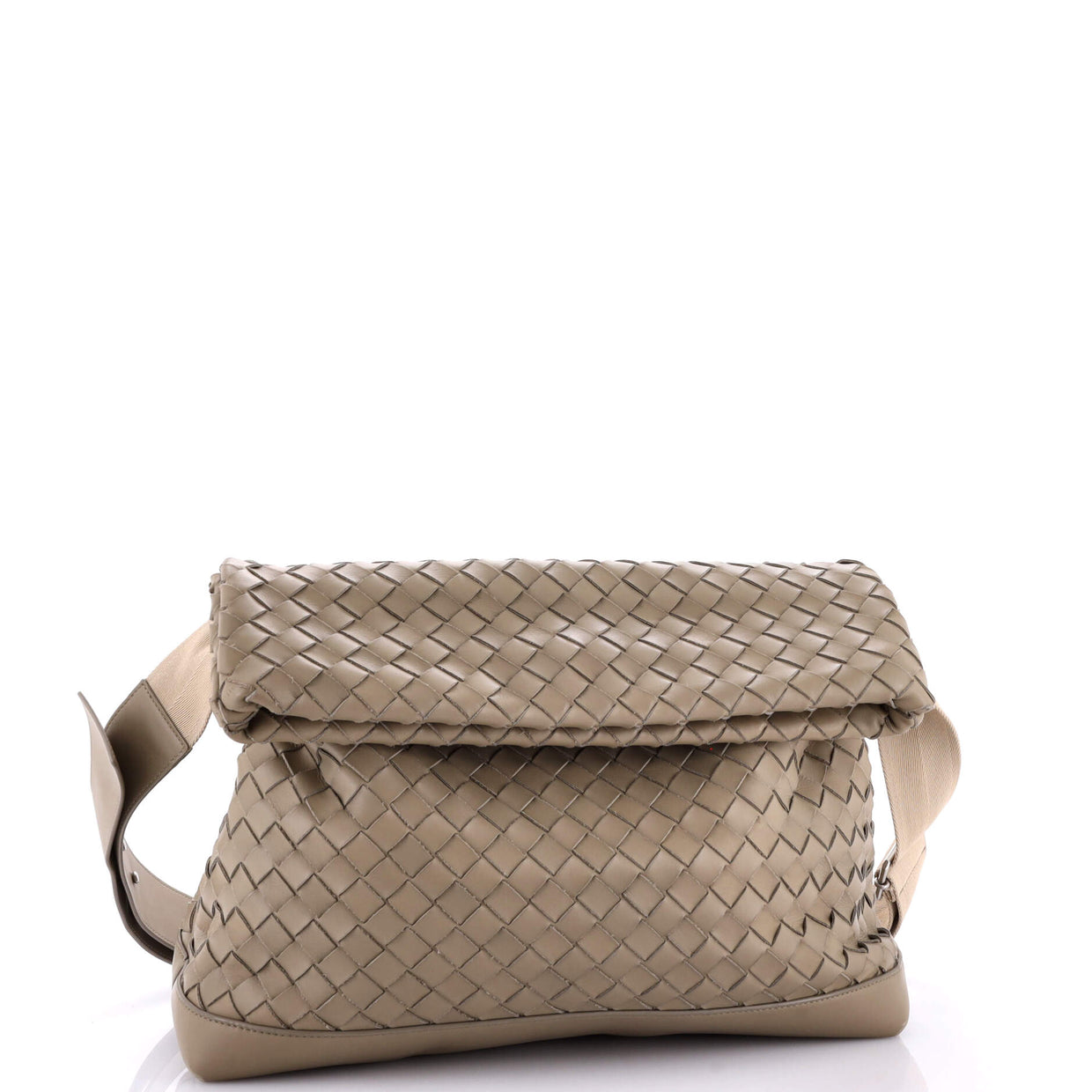 Bottega Veneta Classic Fold Over Messenger Bag Intrecciato Leather ...