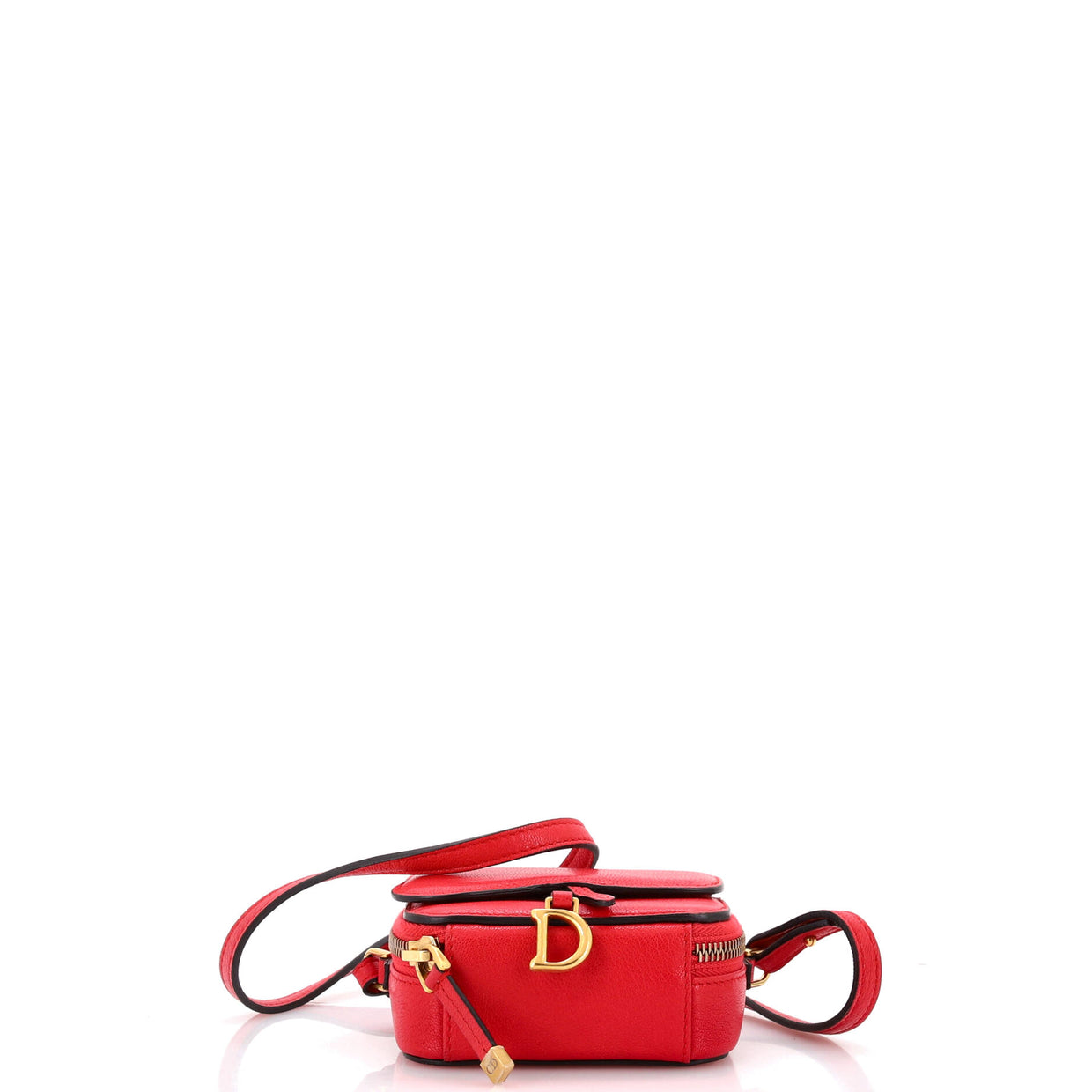 Christian Dior Saddle Shoulder Strap Pouch Goatskin Mini Red 3032484