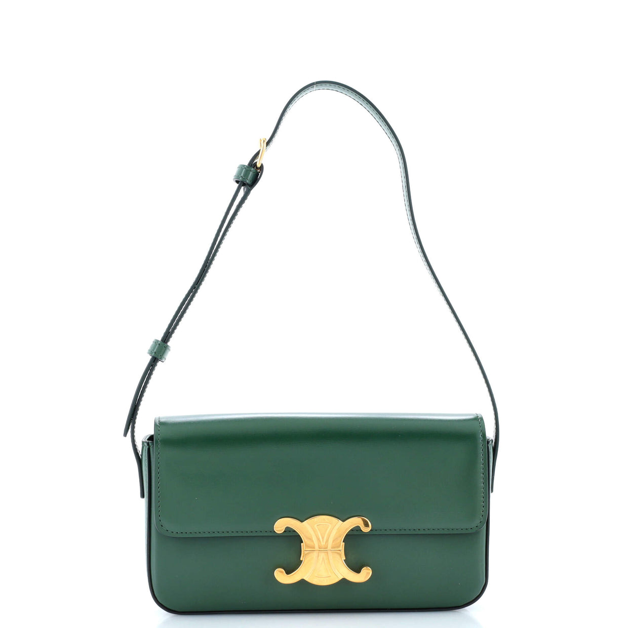 Celine Triomphe East-West Shoulder Bag Smooth Calfskin Green 3050761