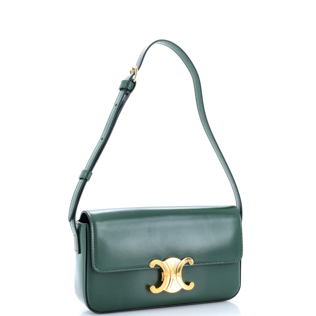 Celine Triomphe East-West Shoulder Bag Smooth Calfskin Green 3050761