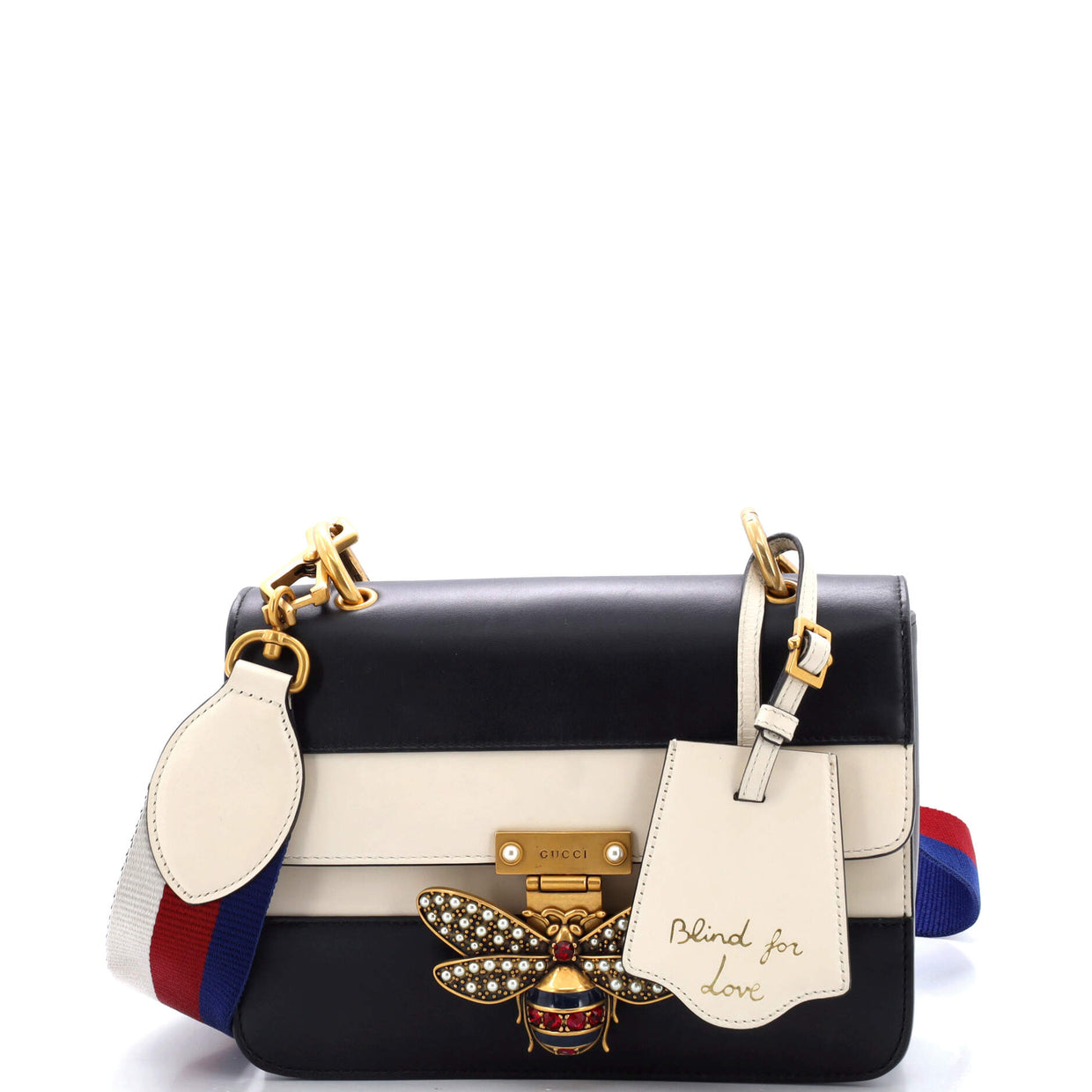 Gucci Queen Margaret Flap Bag Colorblock Leather Medium Black 3089971