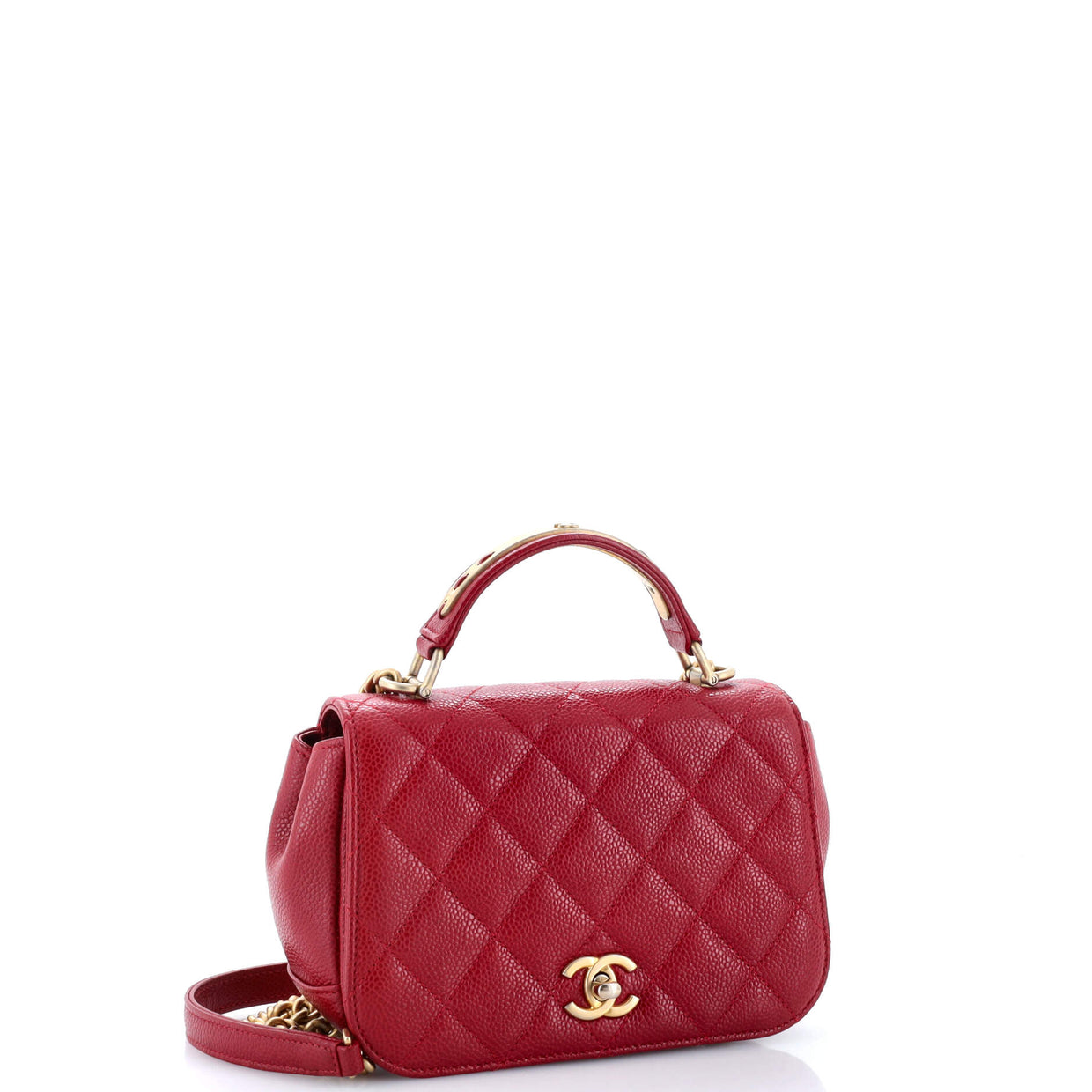 Chanel Carry Around Flap Bag Quilted Caviar Mini Red 3118948