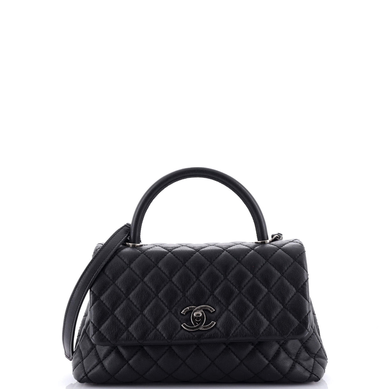 Chanel Coco Top Handle Bag Quilted Caviar Small Black 3126205