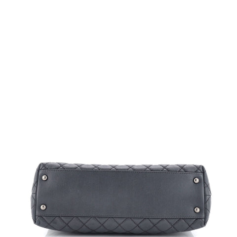 Chanel Coco Top Handle Bag Quilted Caviar Medium Gray 3159891