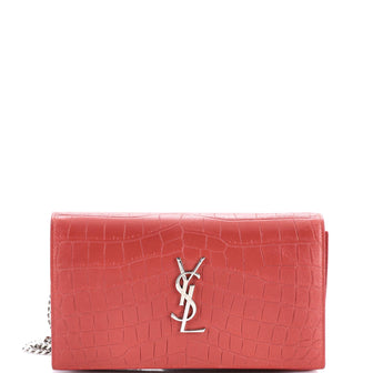 Saint Laurent Classic Monogram Wallet on Chain Crocodile Embossed ...