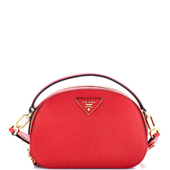 Prada Odette Top Handle Bag Saffiano Leather Small Red 3235922